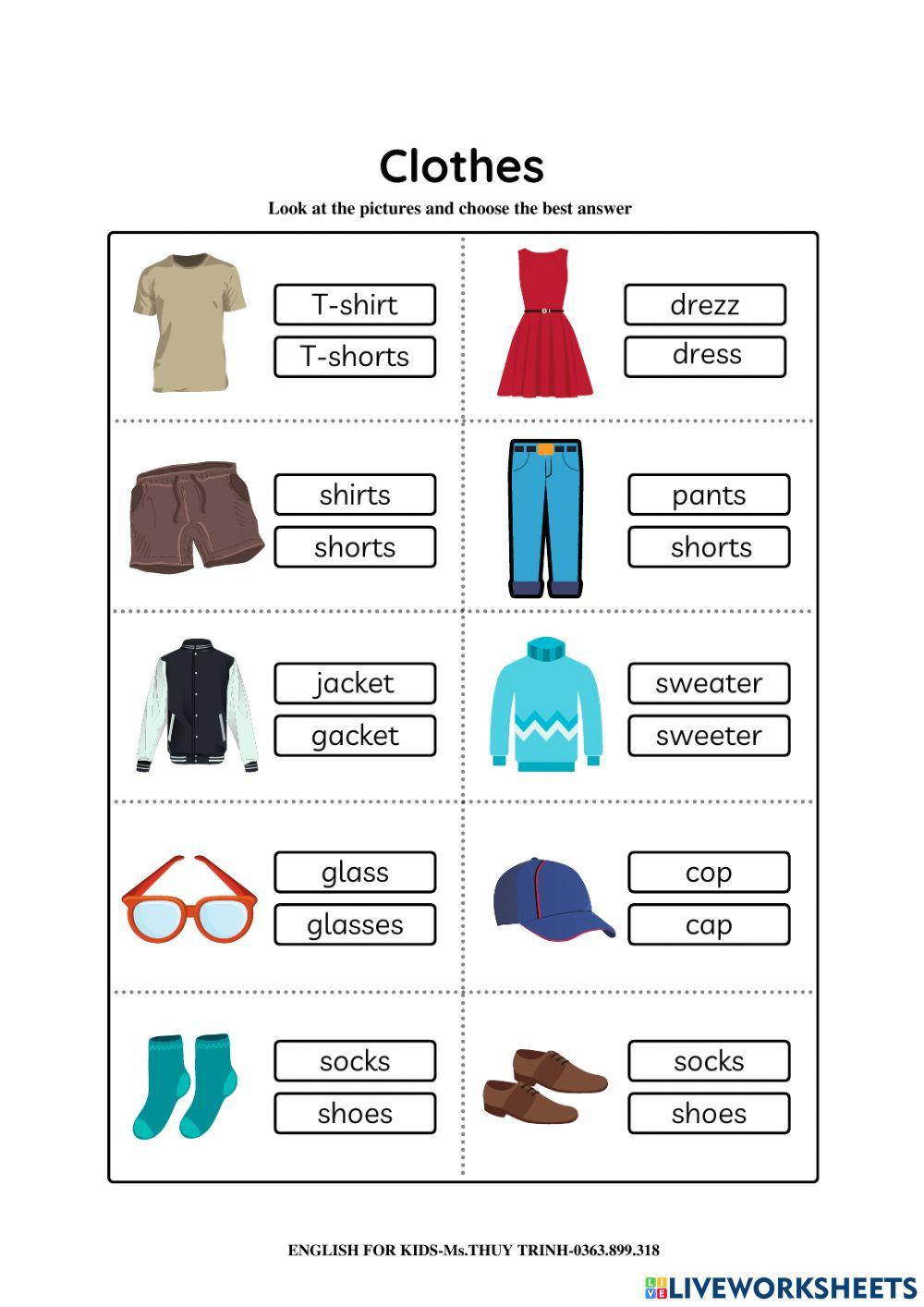 Clothesă worksheet | Live Worksheets