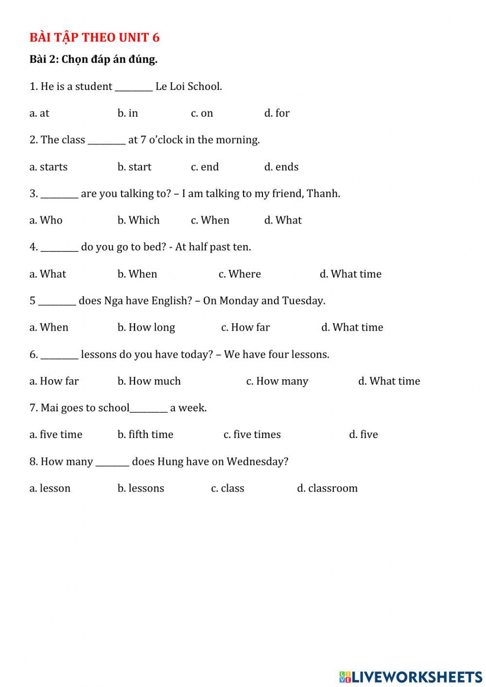 5a bt unit b2 u6 worksheet | Live Worksheets