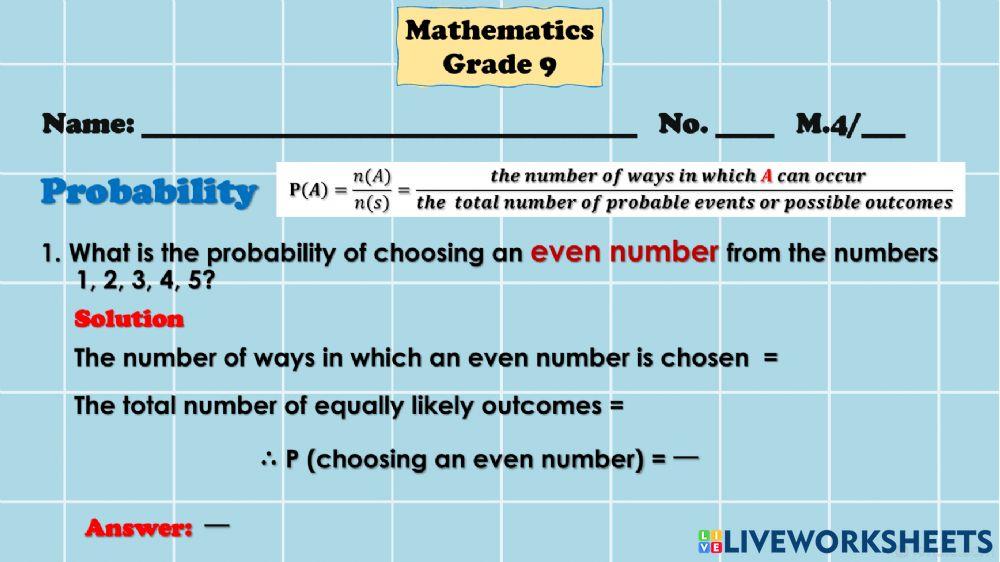 Probability | Free Interactive Worksheets | 1726004