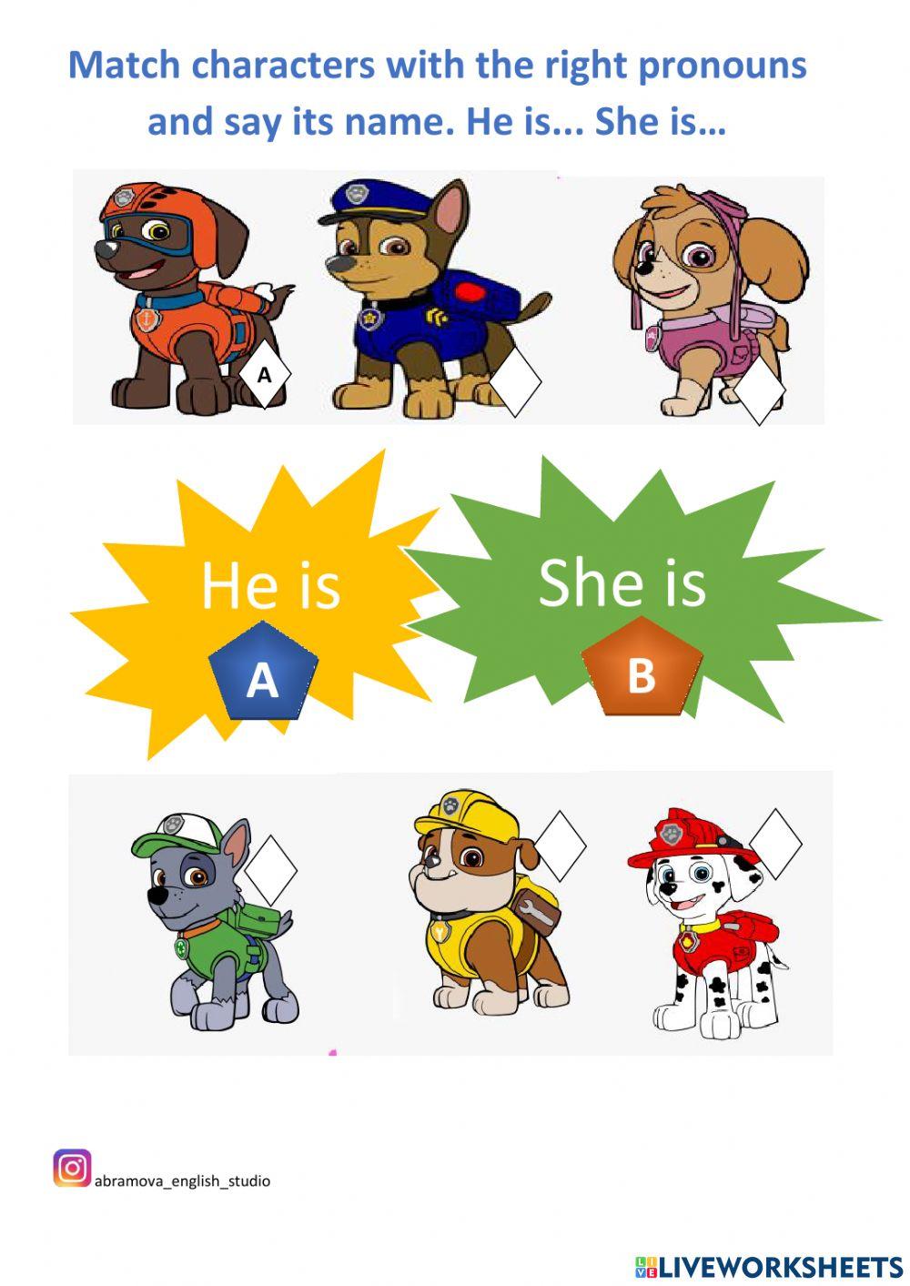 he is she is online exercise for | Live Worksheets