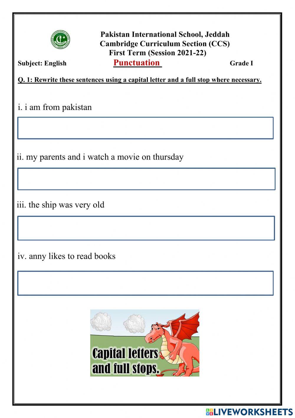 1725964 | Punctuation | Mehreen123 | LiveWorksheets