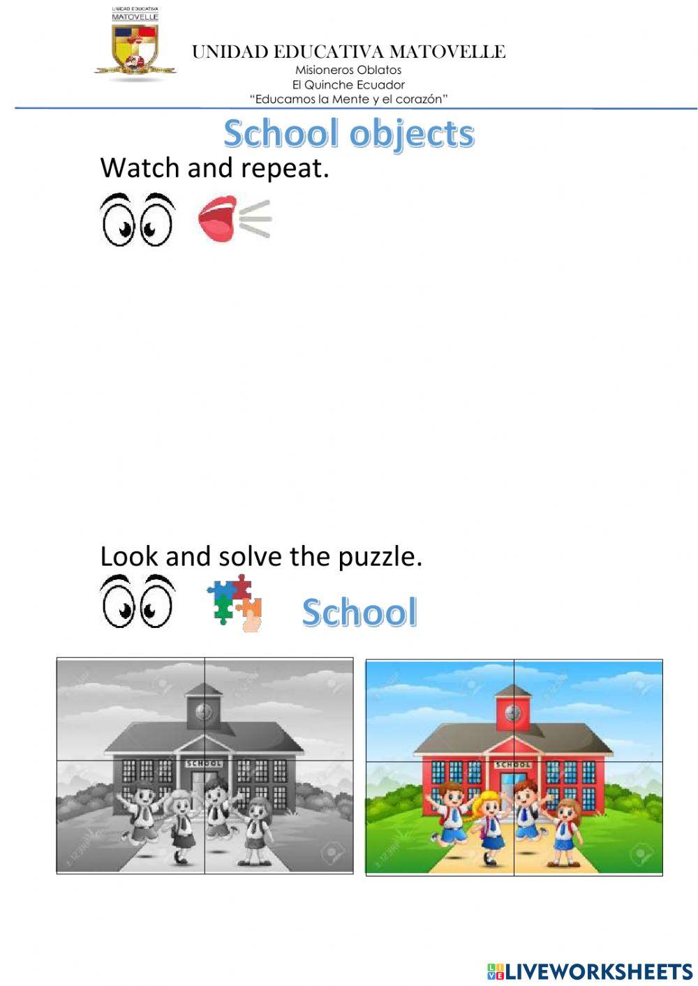 Classroom objects 2 interactive activity | Live Worksheets