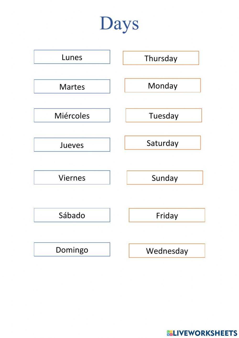 Days online exercise for Elemental | Live Worksheets