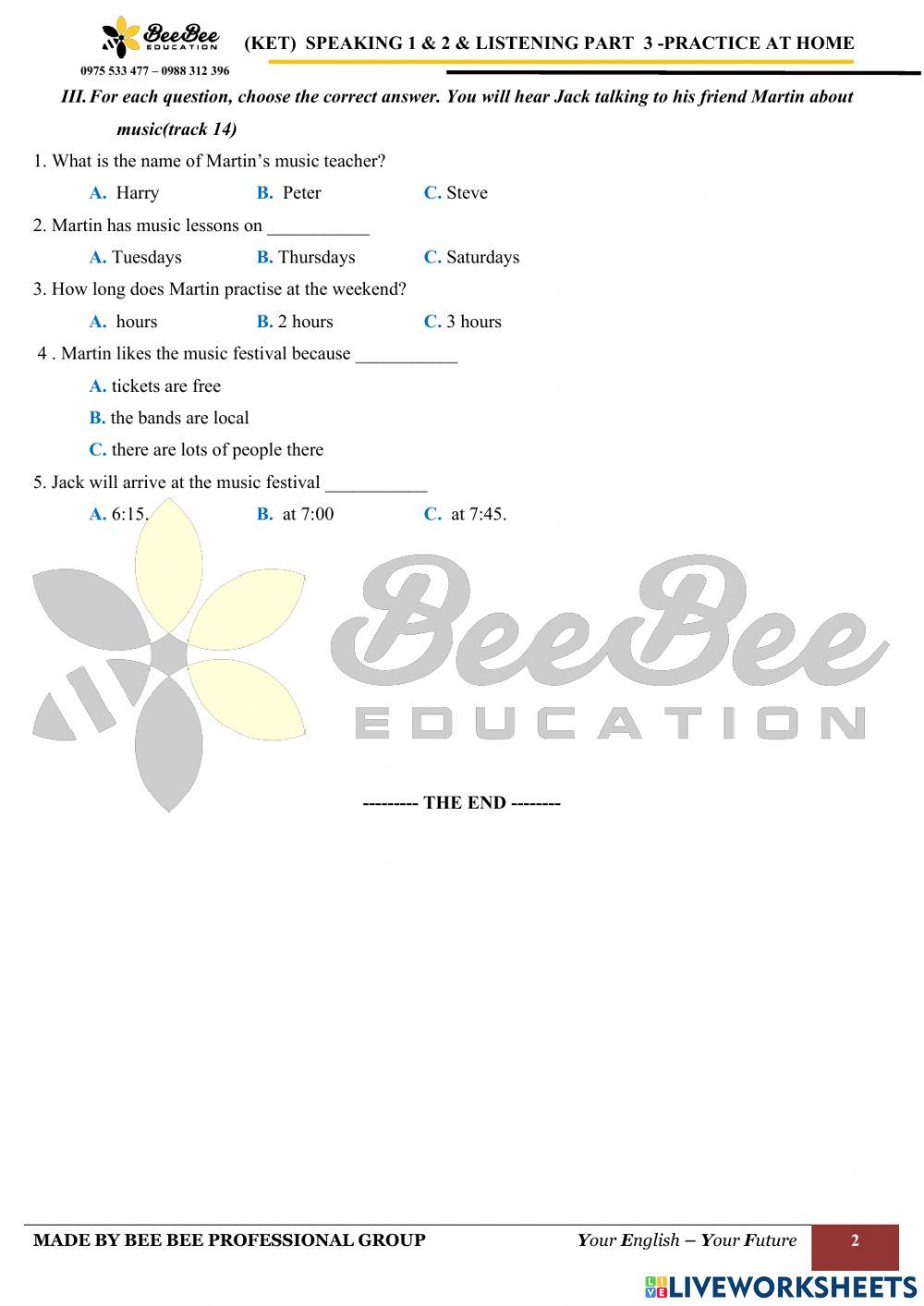 (KET) Speaking 1 - 2 - Listening part 3 -practice at home online ...