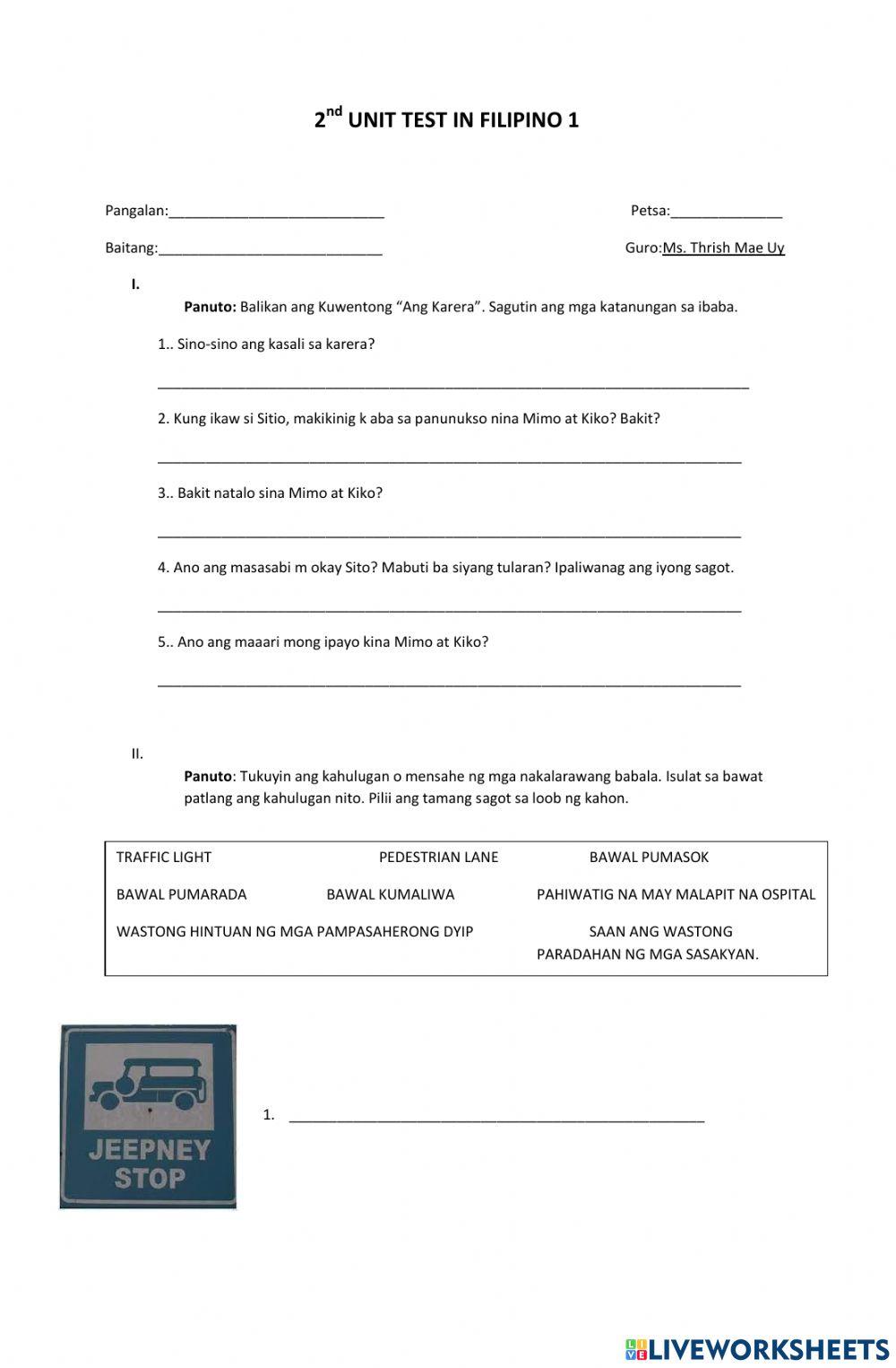 2nd UNIT TEST worksheet | Live Worksheets