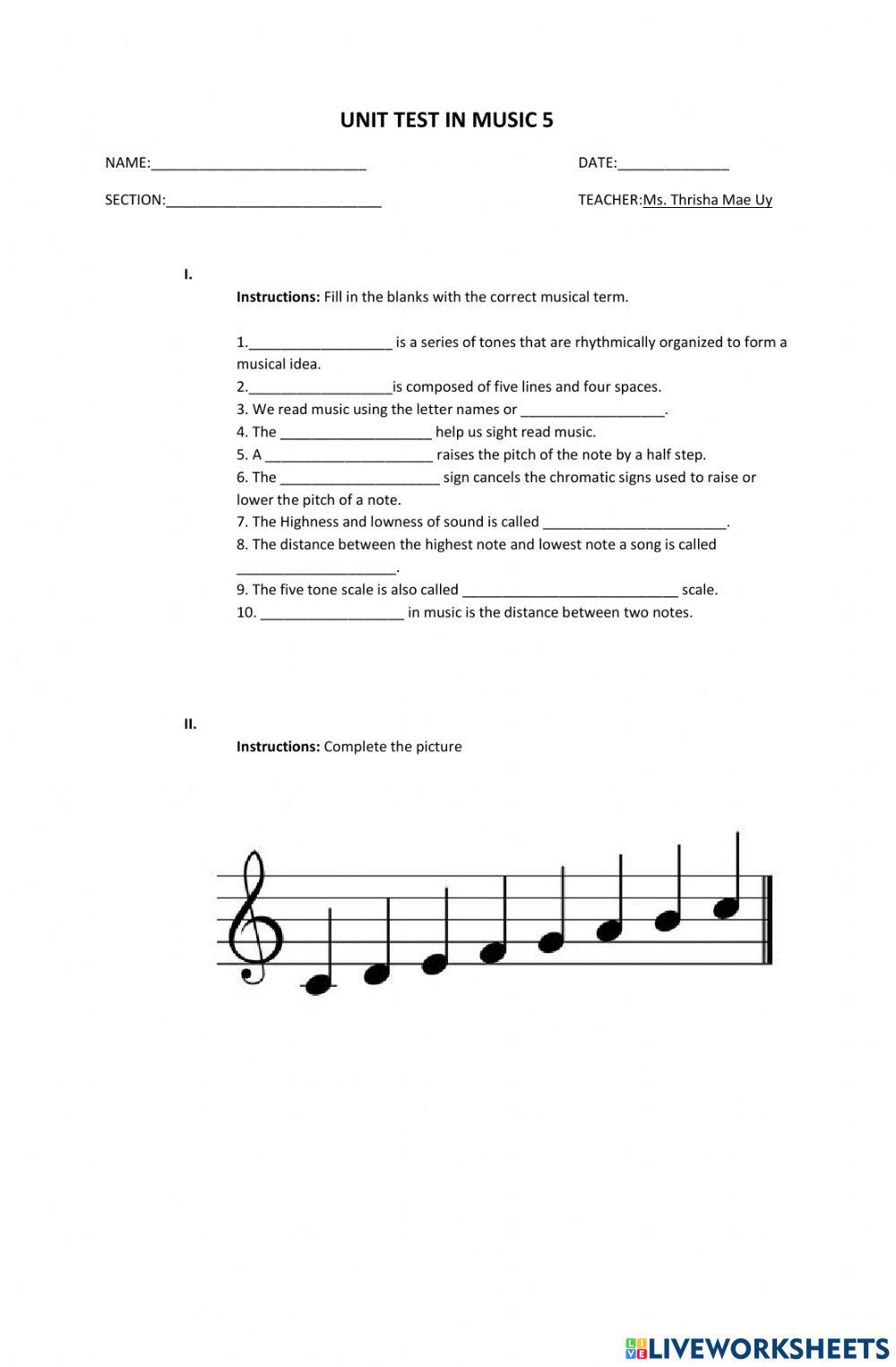 2nd UNIT TEST online worksheet | Live Worksheets
