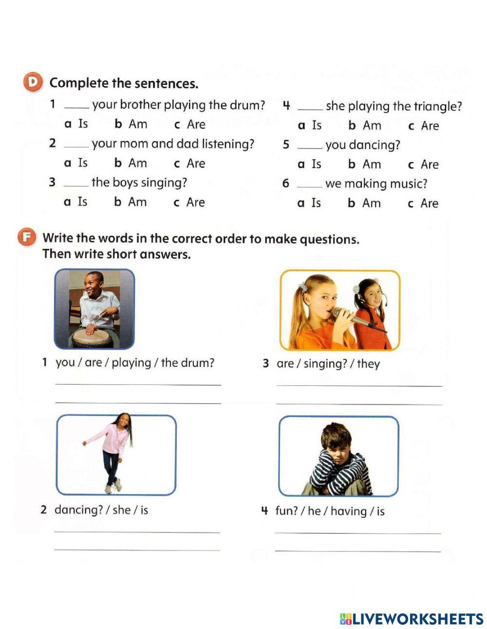 Present Continuous online exercise for 4 | Live Worksheets