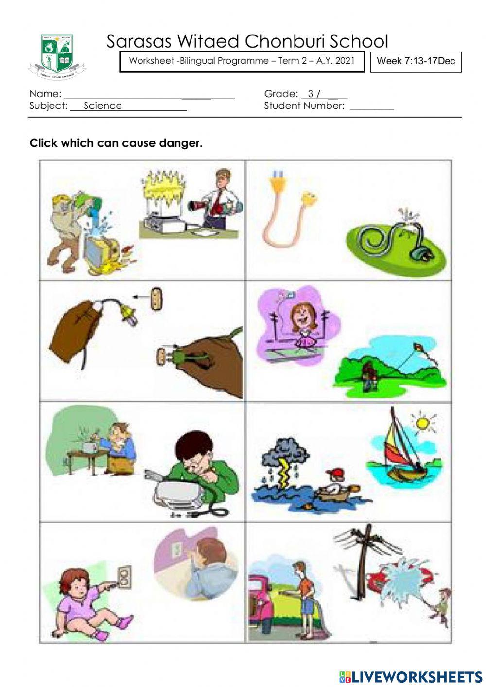 Danger in Electricity worksheet | Live Worksheets