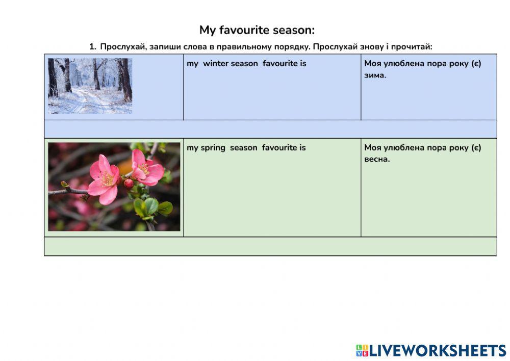 Seasons online exercise for 3 | Live Worksheets