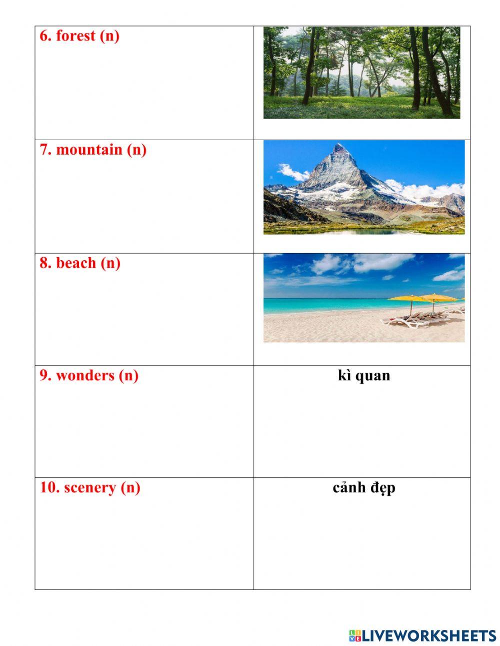 UNIT 5: GETTING STARTED (VOCABULARY) online exercise for | Live Worksheets