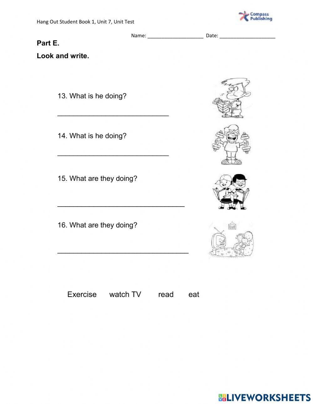 hang out 1- test 7 online exercise for | Live Worksheets