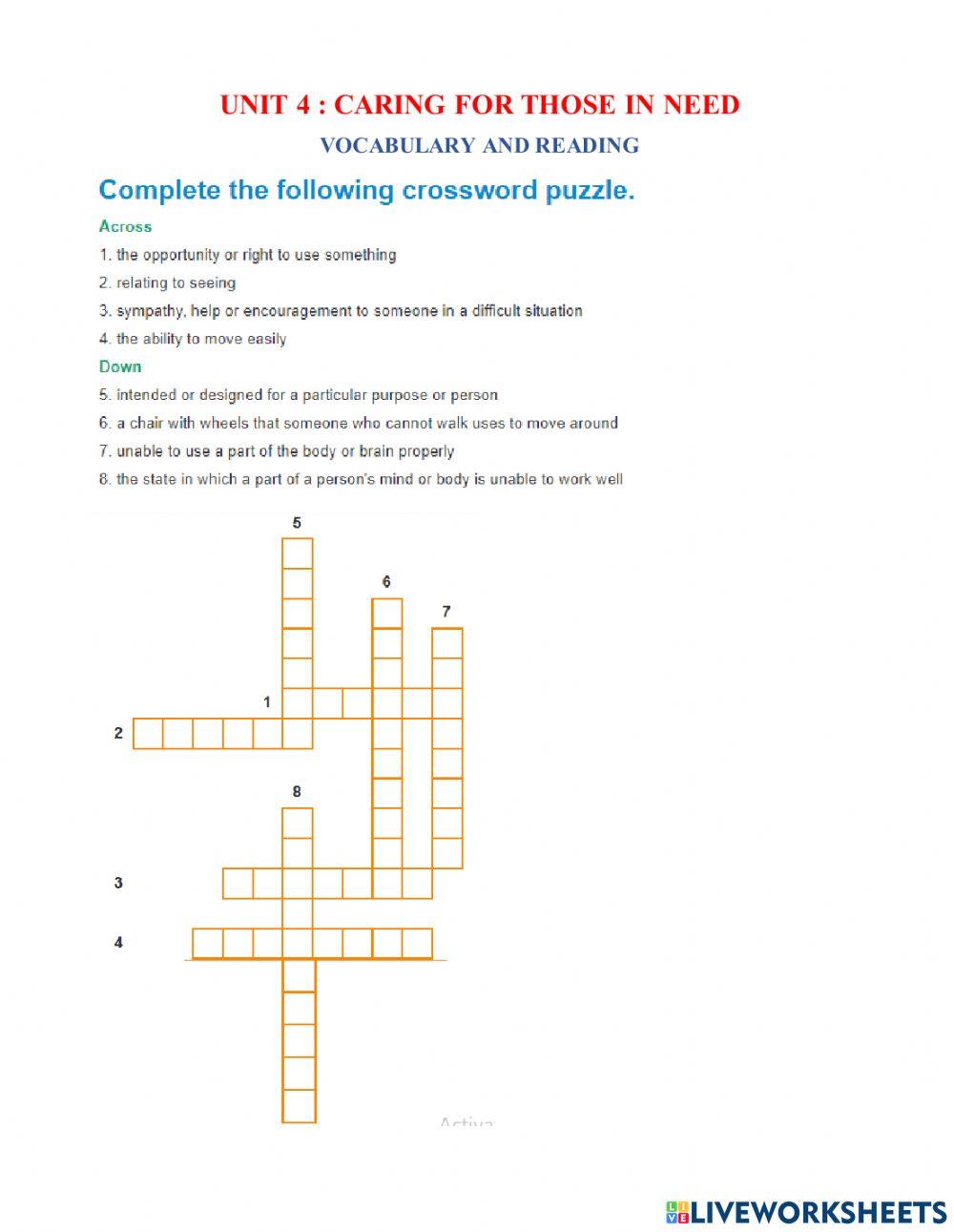 Caring for those in need activity | Live Worksheets