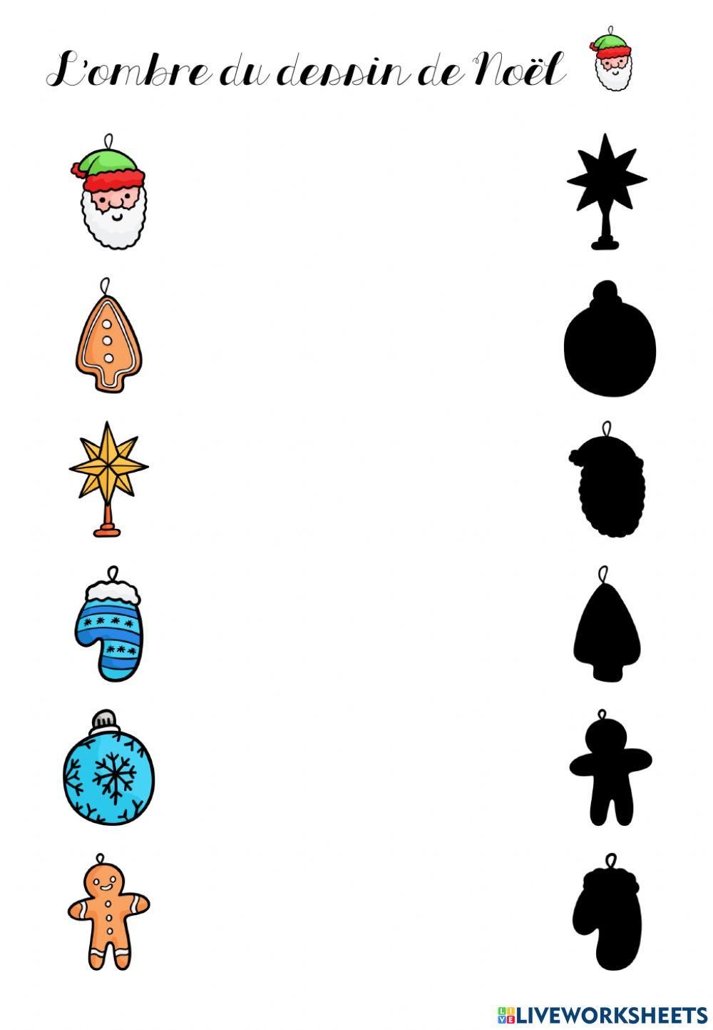 Les ombres de Noël 1 worksheet | Live Worksheets