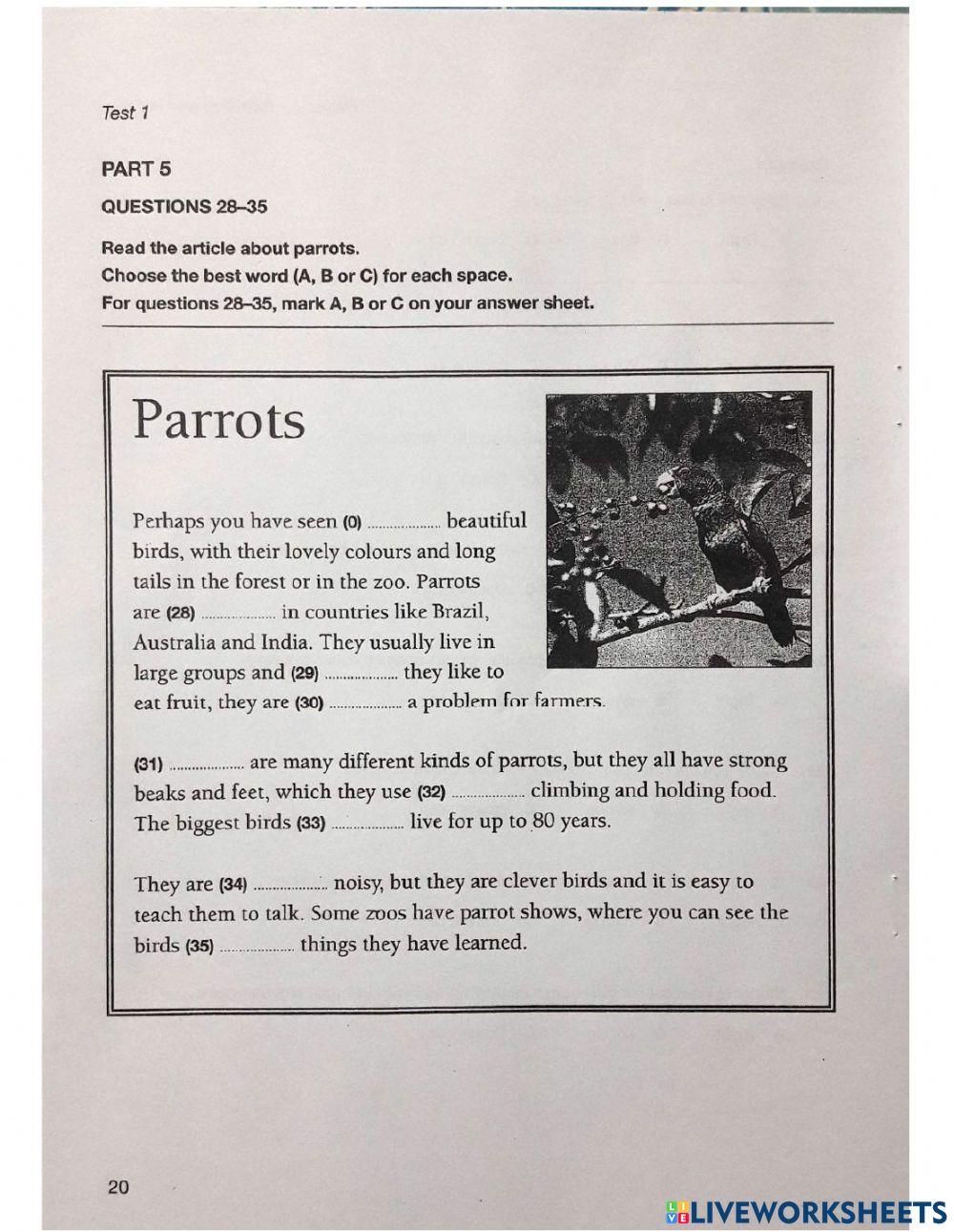 Ket 5 test 1 re… | Free Interactive Worksheets | 1728119