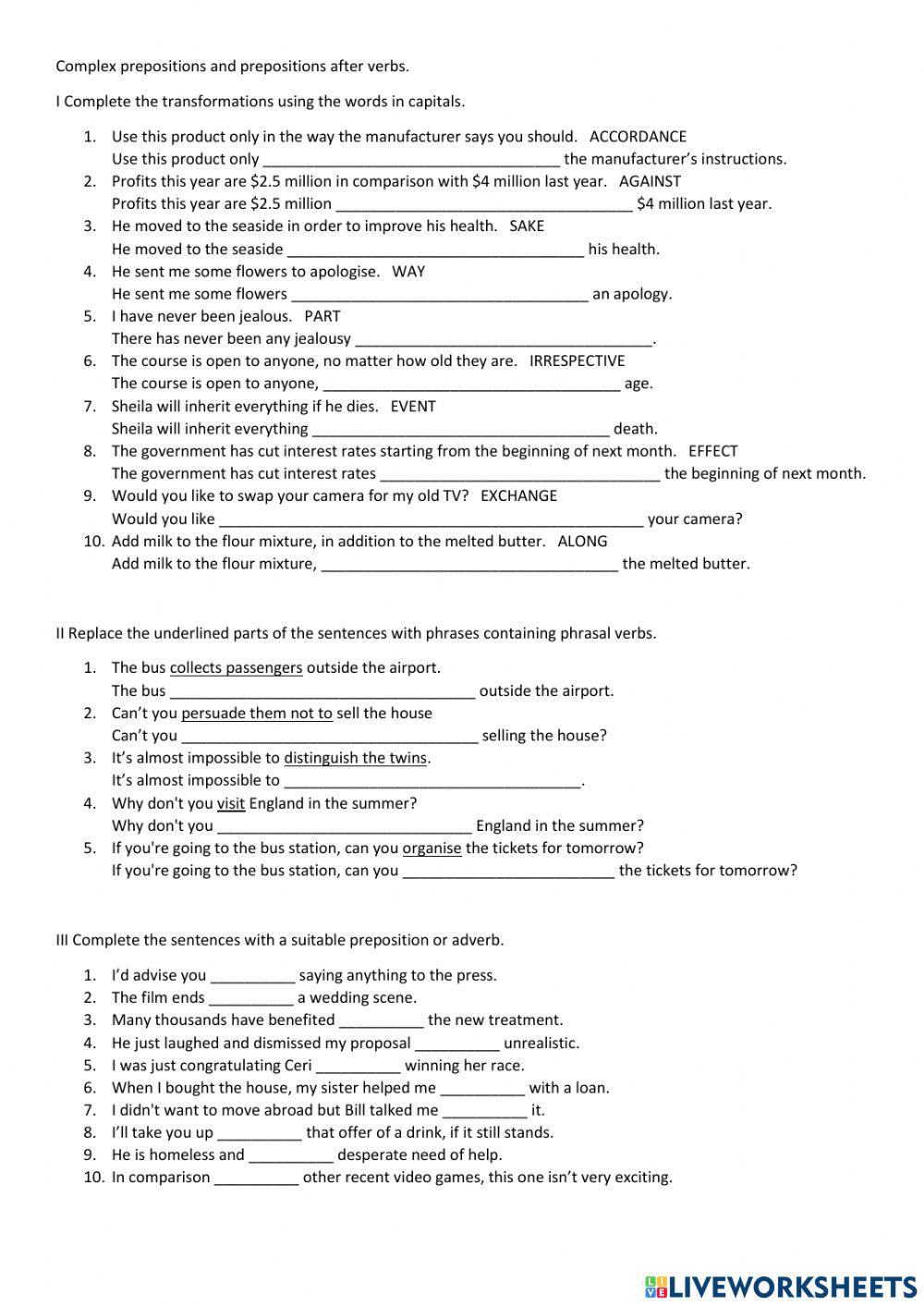 24 Complex prep… | Free Interactive Worksheets | 5261854