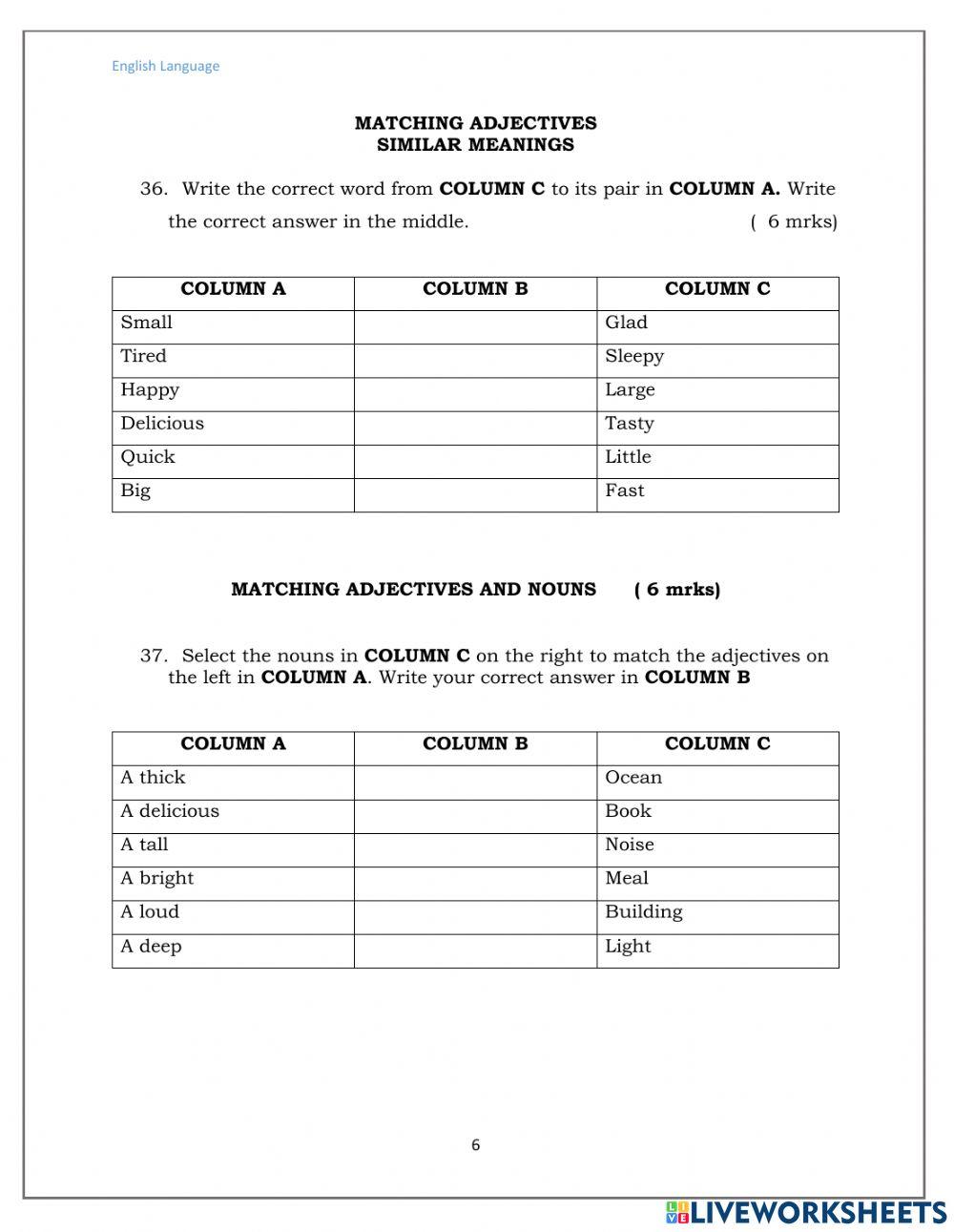 English Language Grade 10-12 Answer Sheet 4263512
