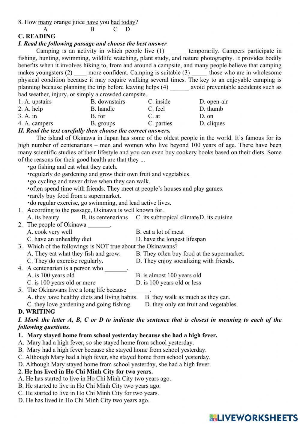 Grade 7 - Revision for 1st semester Test online exercise for | Live ...