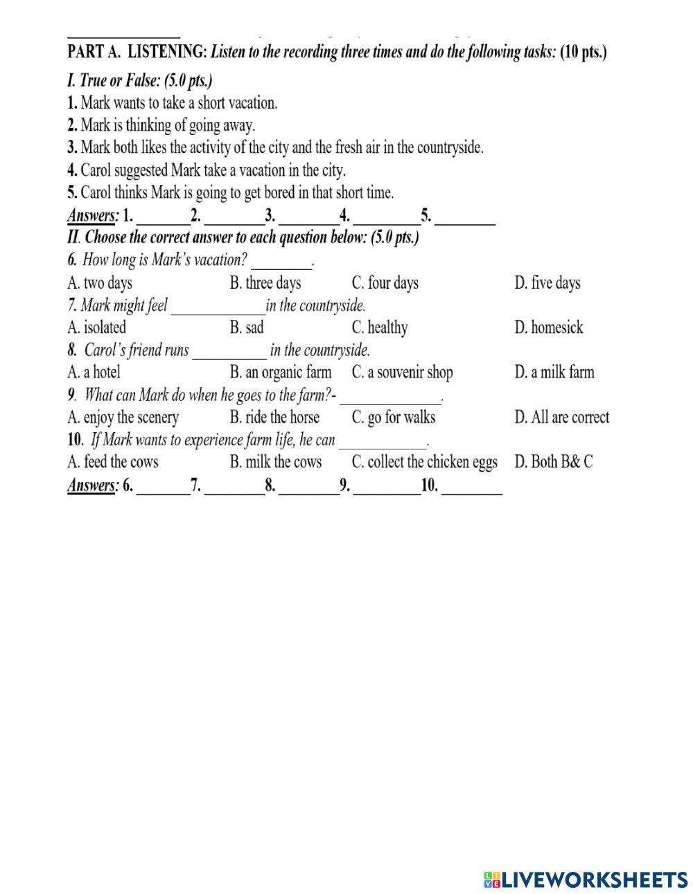 Access 8 interactive worksheet | Live Worksheets