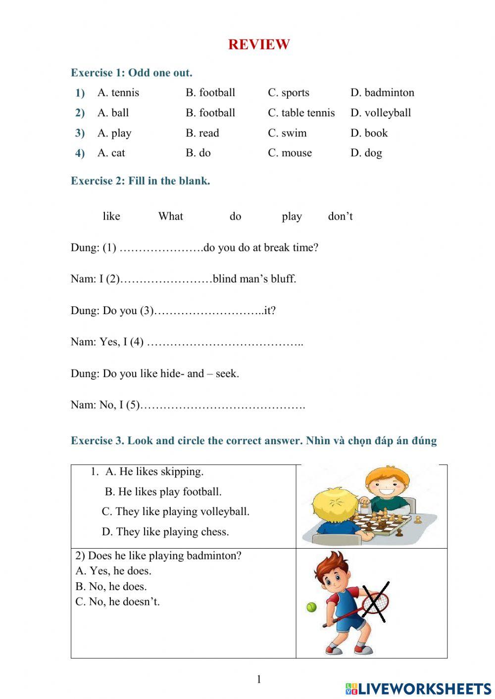 Review 1 worksheet for 3 | Live Worksheets