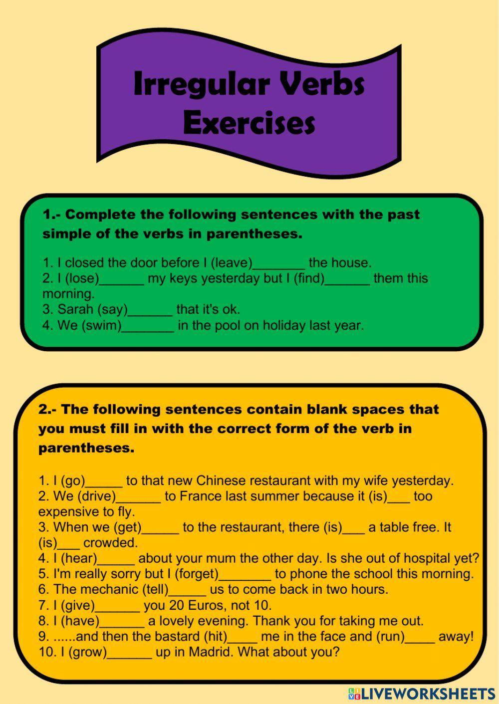 Irregular Verbs Exercises 1729413 | Jimena Almazán