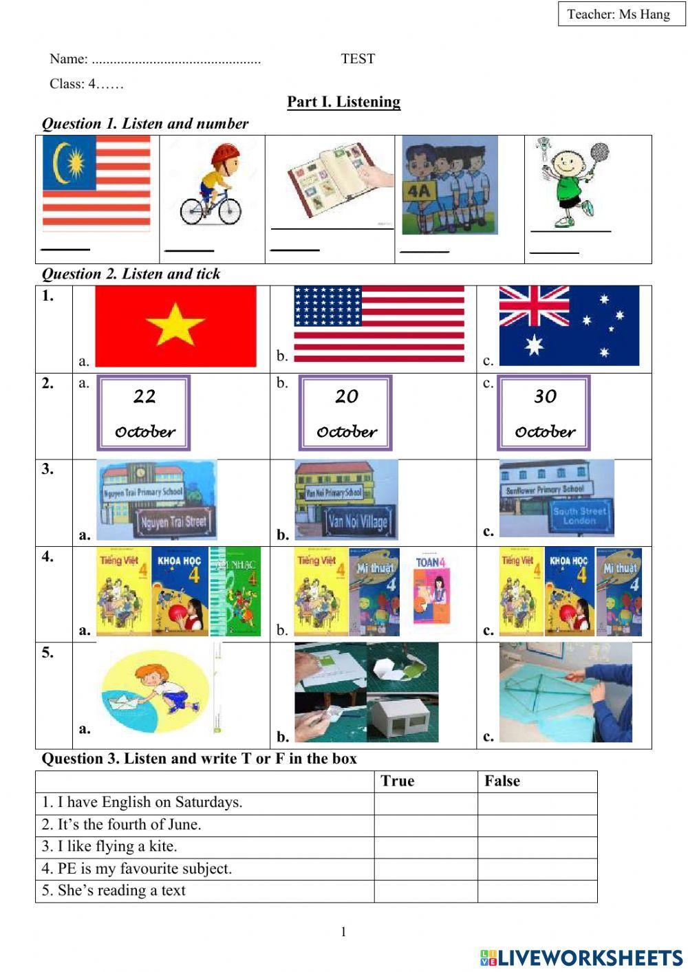 Test 1 hk1 1e4 worksheet | Live Worksheets