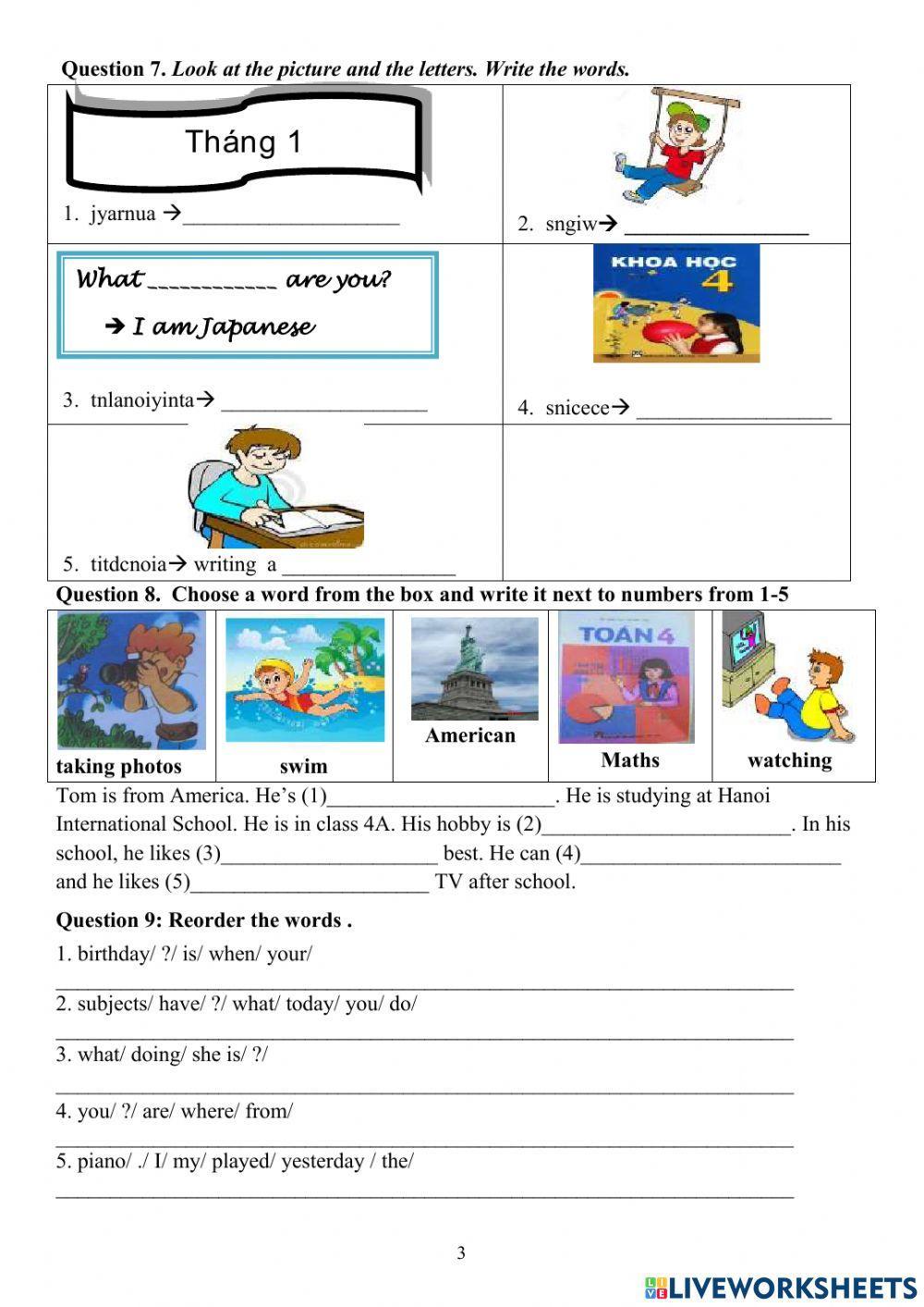 Test 1 hk1 1e4 worksheet | Live Worksheets