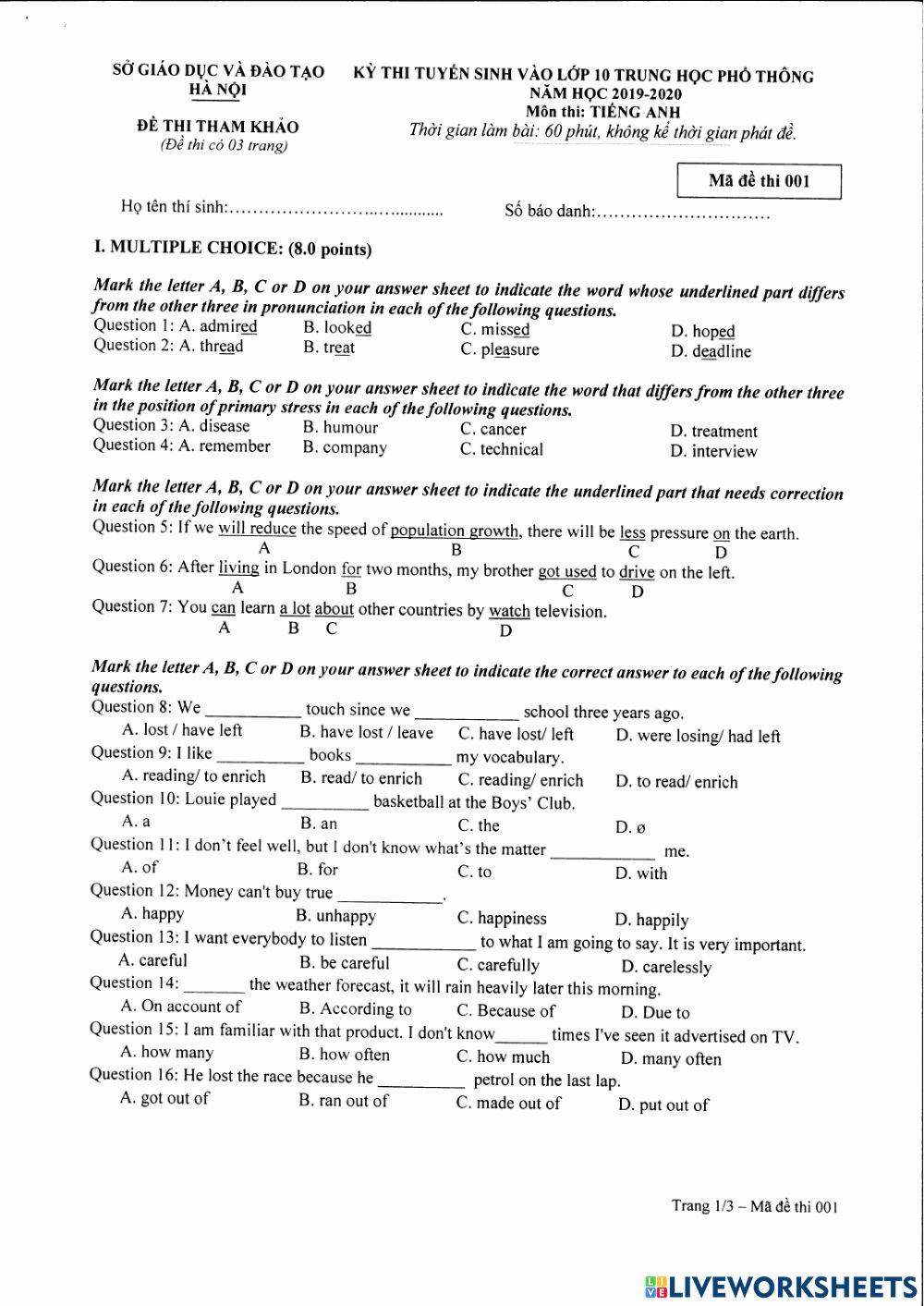 Trial test | Free Interactive Worksheets | 1729668