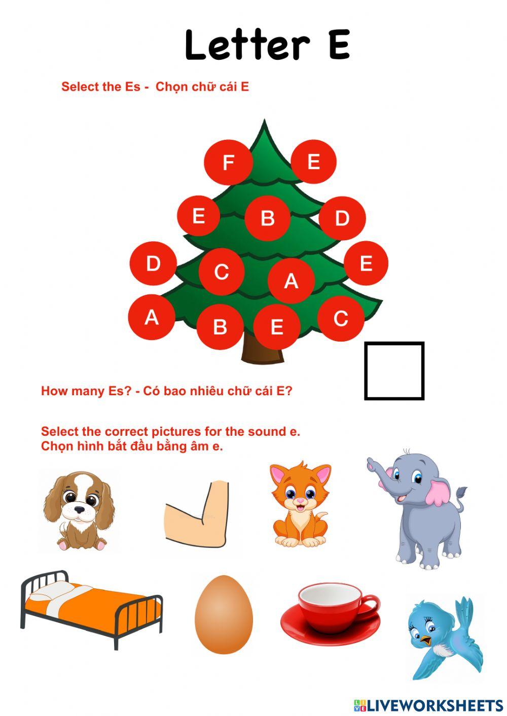 Letter E 1729677 | Thebunnyclass | Live Worksheets