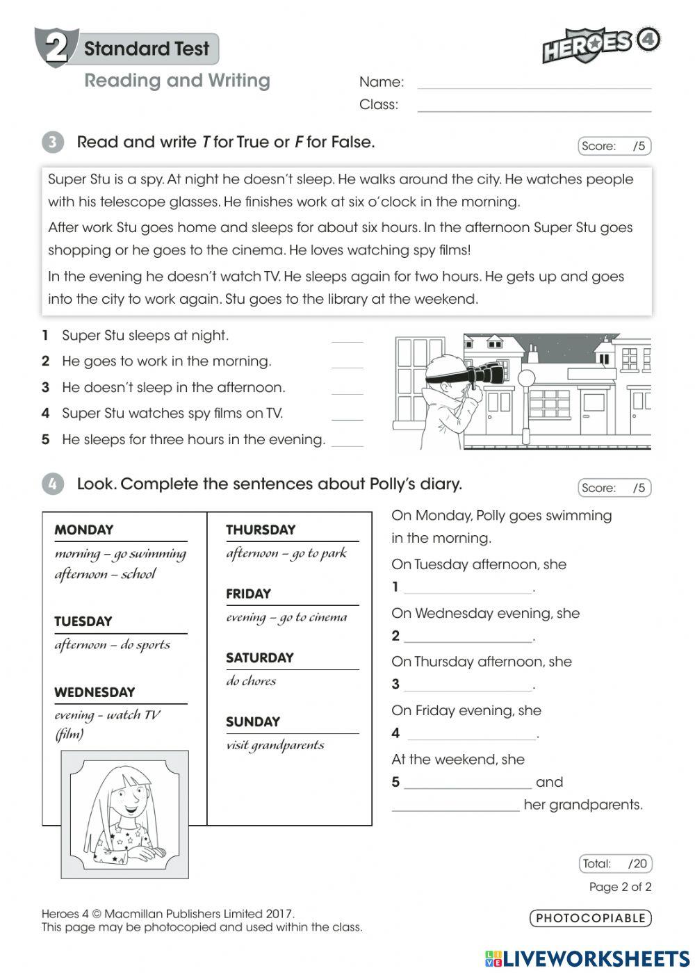 HEROES 4 - UNIT 2 TEST online exercise for | Live Worksheets