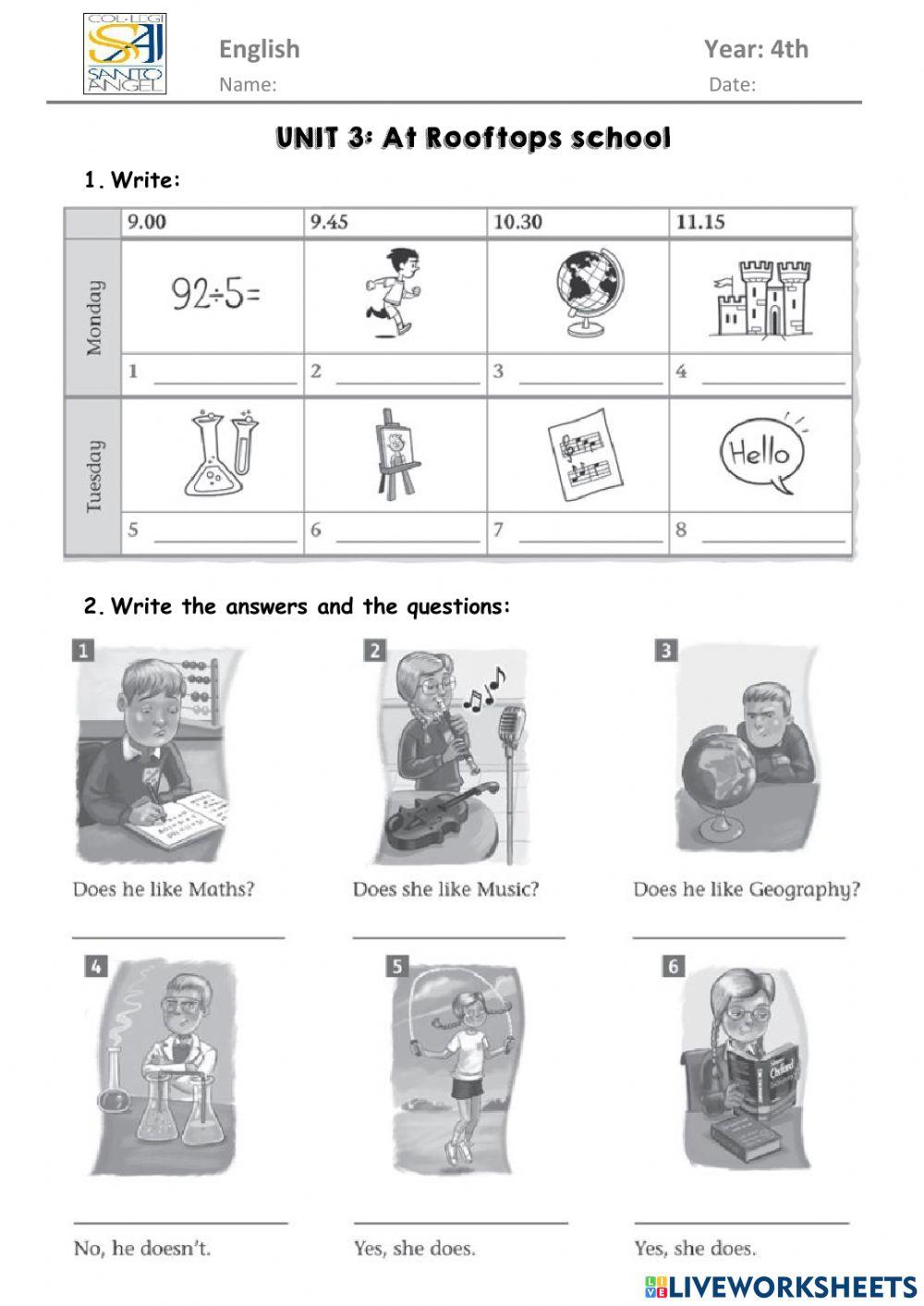 4th - unit 3 - worksheet worksheet | Live Worksheets