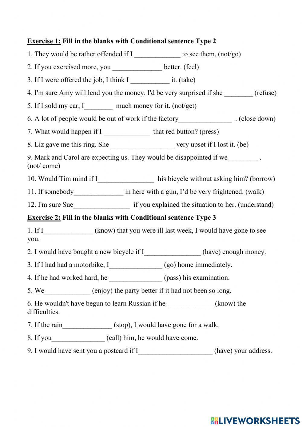 Unit 8 If clauses worksheet | Live Worksheets