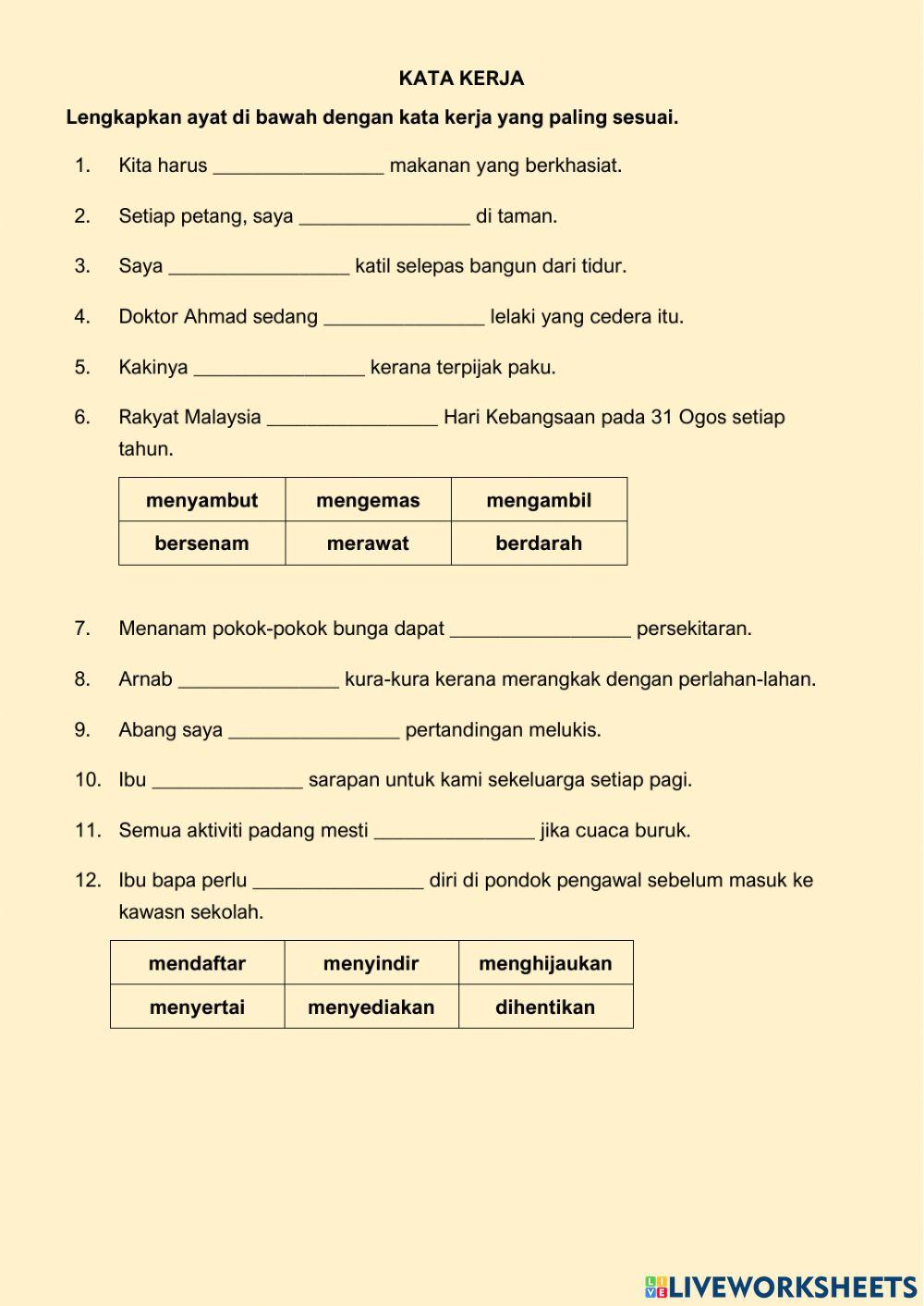 Perbendaharaan Kata 1730445 | MEILEAN | LiveWorksheets