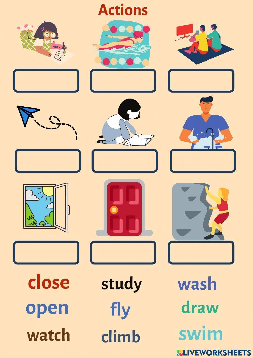 Actions | Free Interactive Worksheets | 1730498