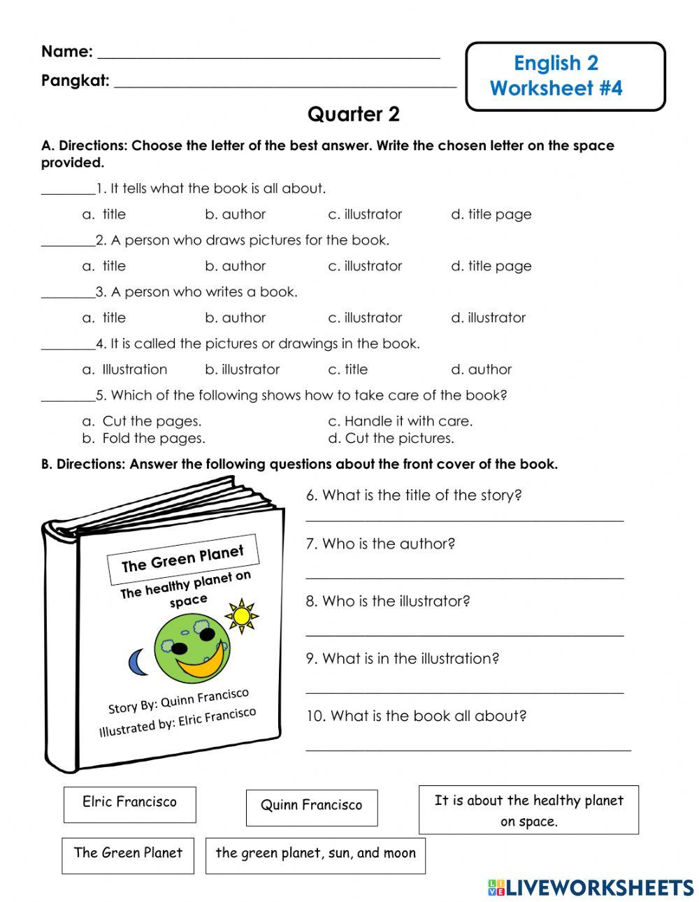 Book Cover activity | Live Worksheets
