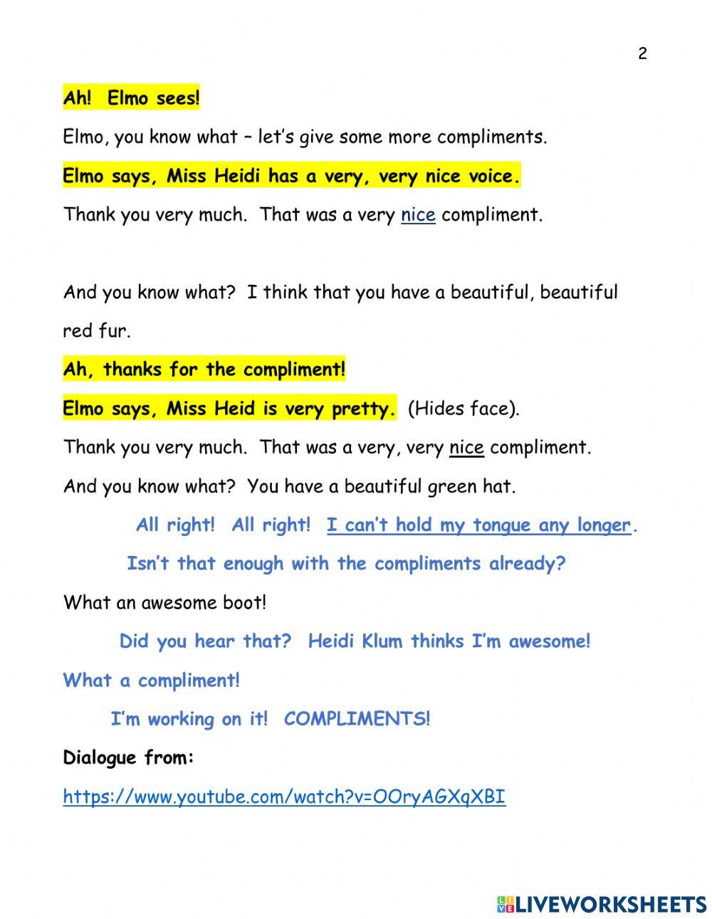 1730618 | Paying compliments. | Irma McDonald