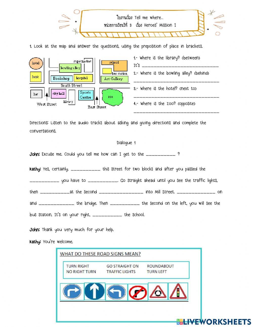 Tell me where… worksheet | Live Worksheets