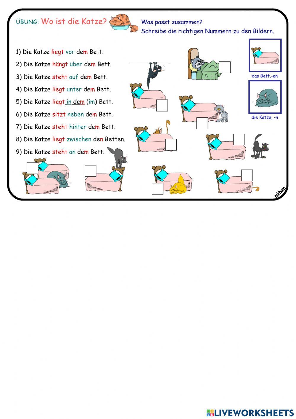 Wo ist die Katze? Präpositionen mit Dativ. online exercise for | Live ...