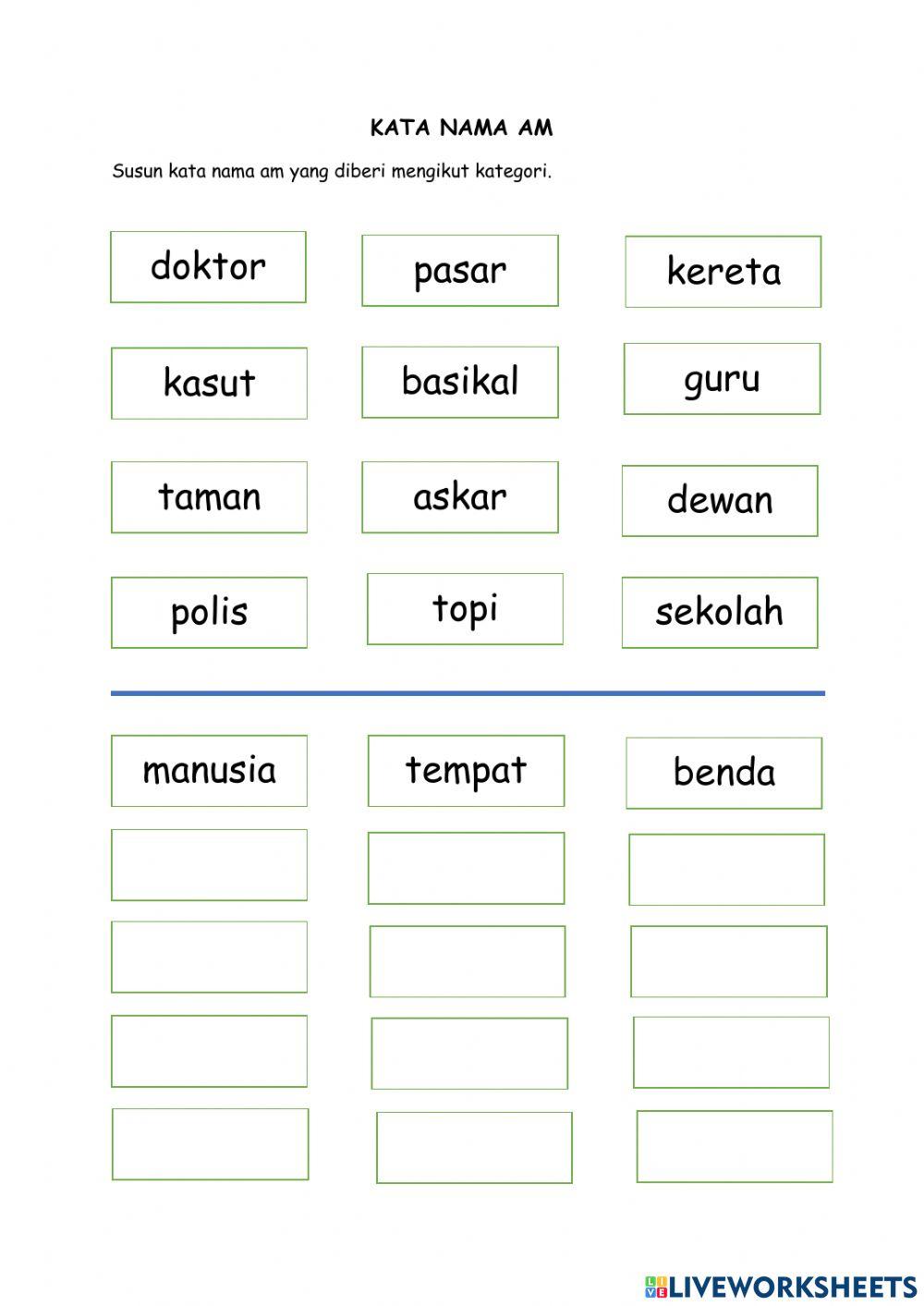 Kata Nama Am online exercise for 2 | Live Worksheets
