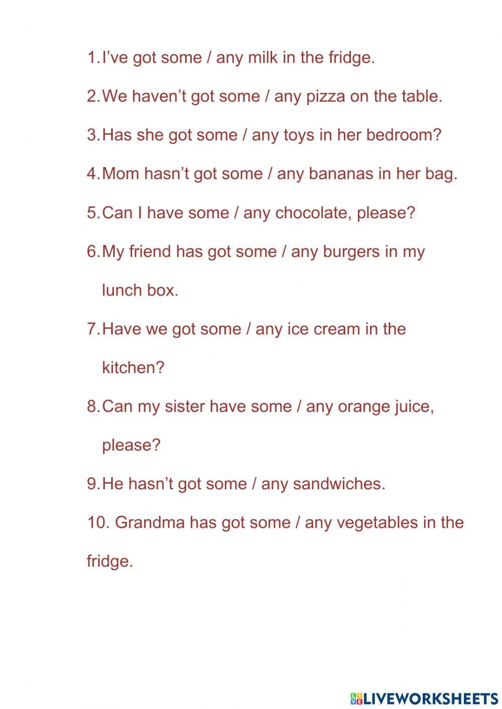 Some any online practice | Live Worksheets