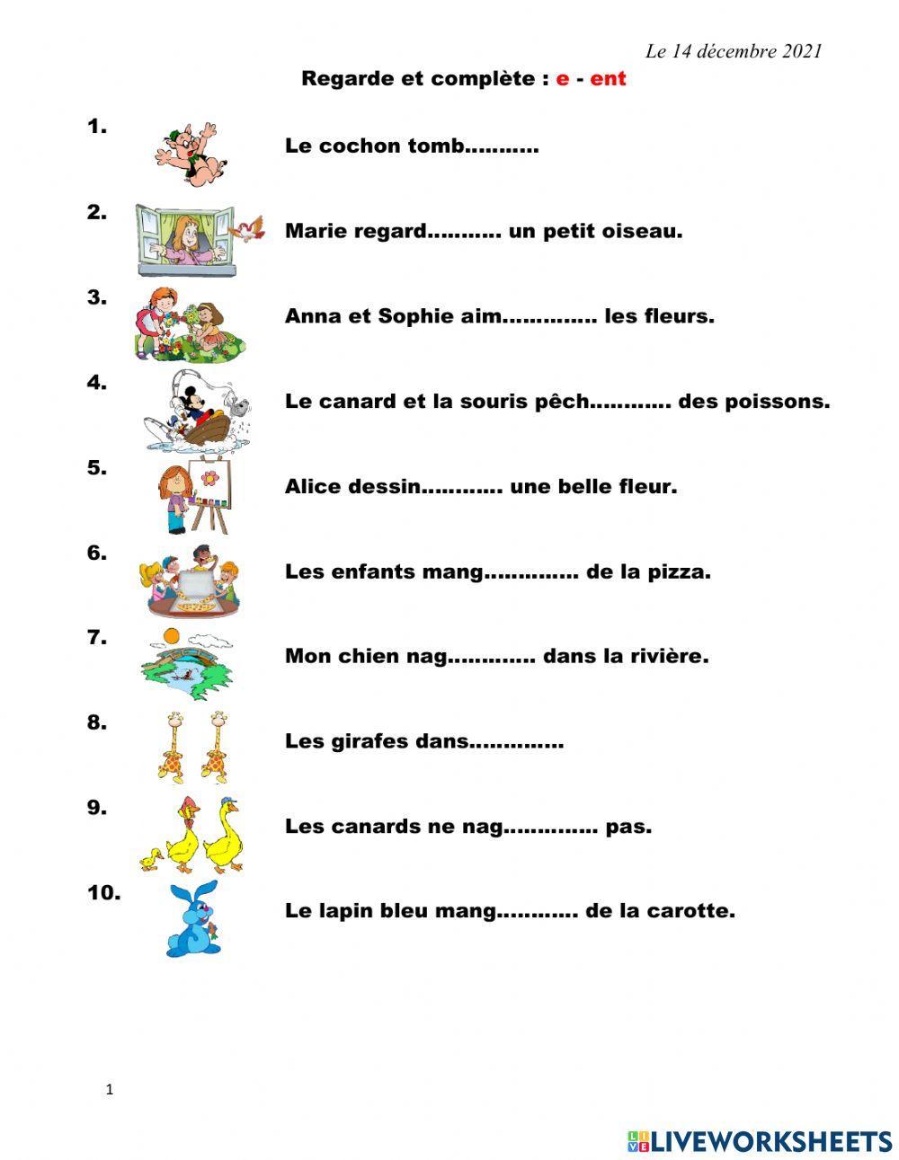 Verbes du 1er g… | Free Interactive Worksheets | 1730948