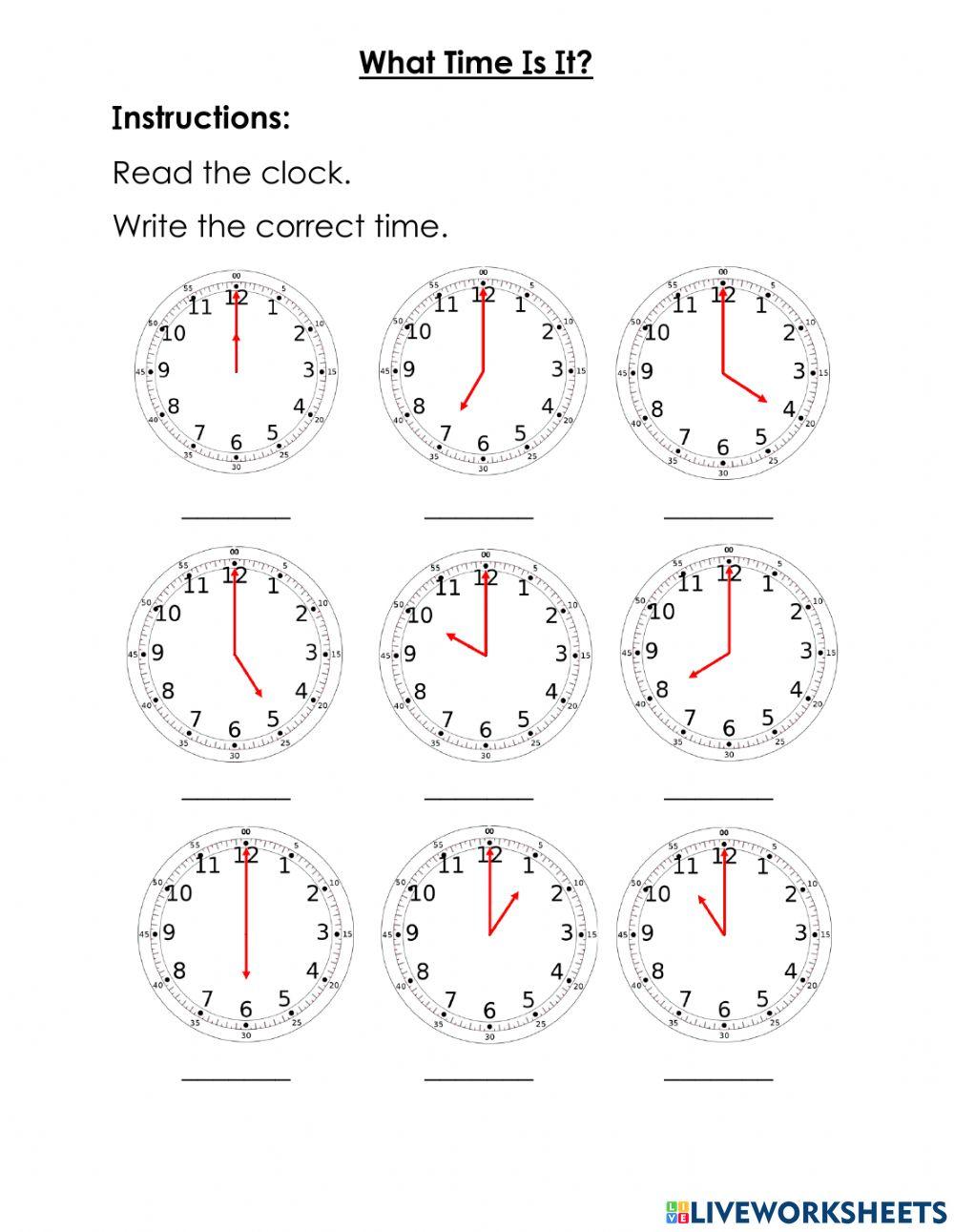 What Time Is It? - Practice 1 worksheet | Live Worksheets