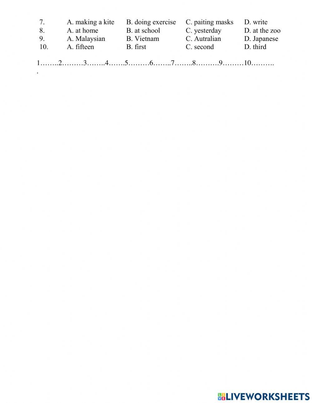 Revision 1 (hk 1 – grade 4) worksheet | Live Worksheets