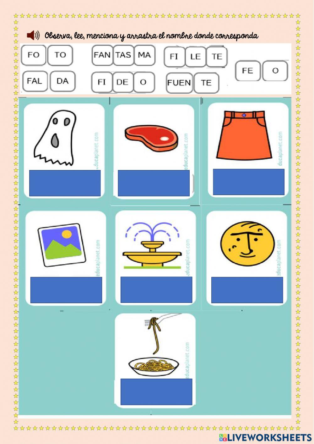 Letra f online pdf worksheet | Live Worksheets