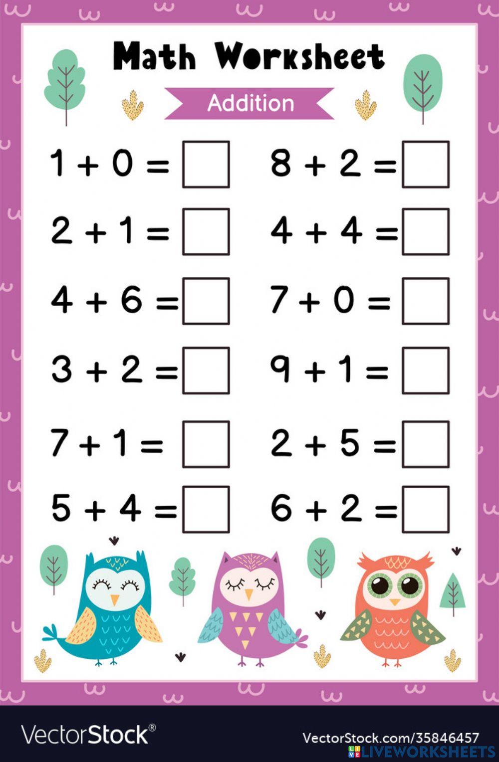 Addition online exercise for 1 | Live Worksheets