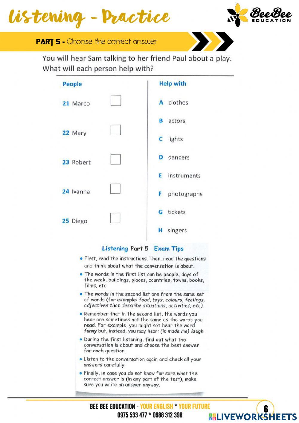 Ket Listening Practice 01 Online Exercise For Live Worksheets