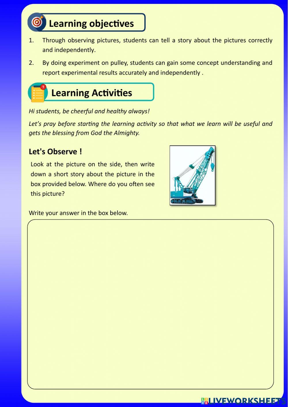 Student Worksheet Pulley worksheet | Live Worksheets