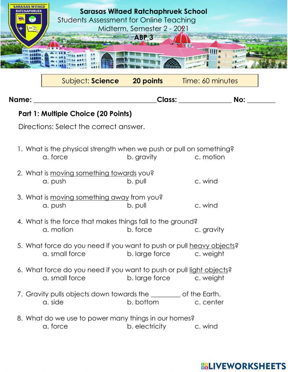 1732491 | Science Midterm 2nd semester Exam | Ian Mars