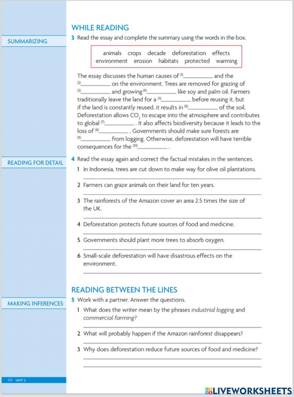 While reading pg..46 online exercise for | Live Worksheets