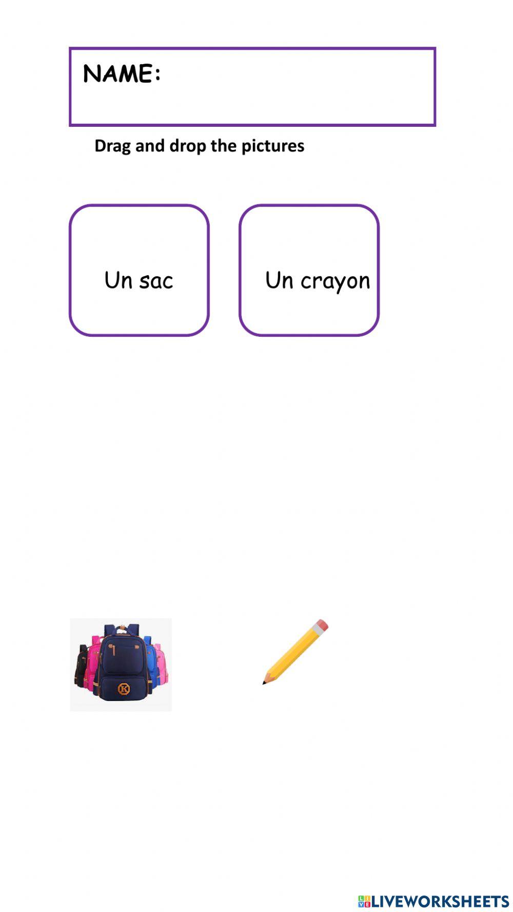 1732797 | Objects in the class | FRENCH FOR KIDS TUTOR
