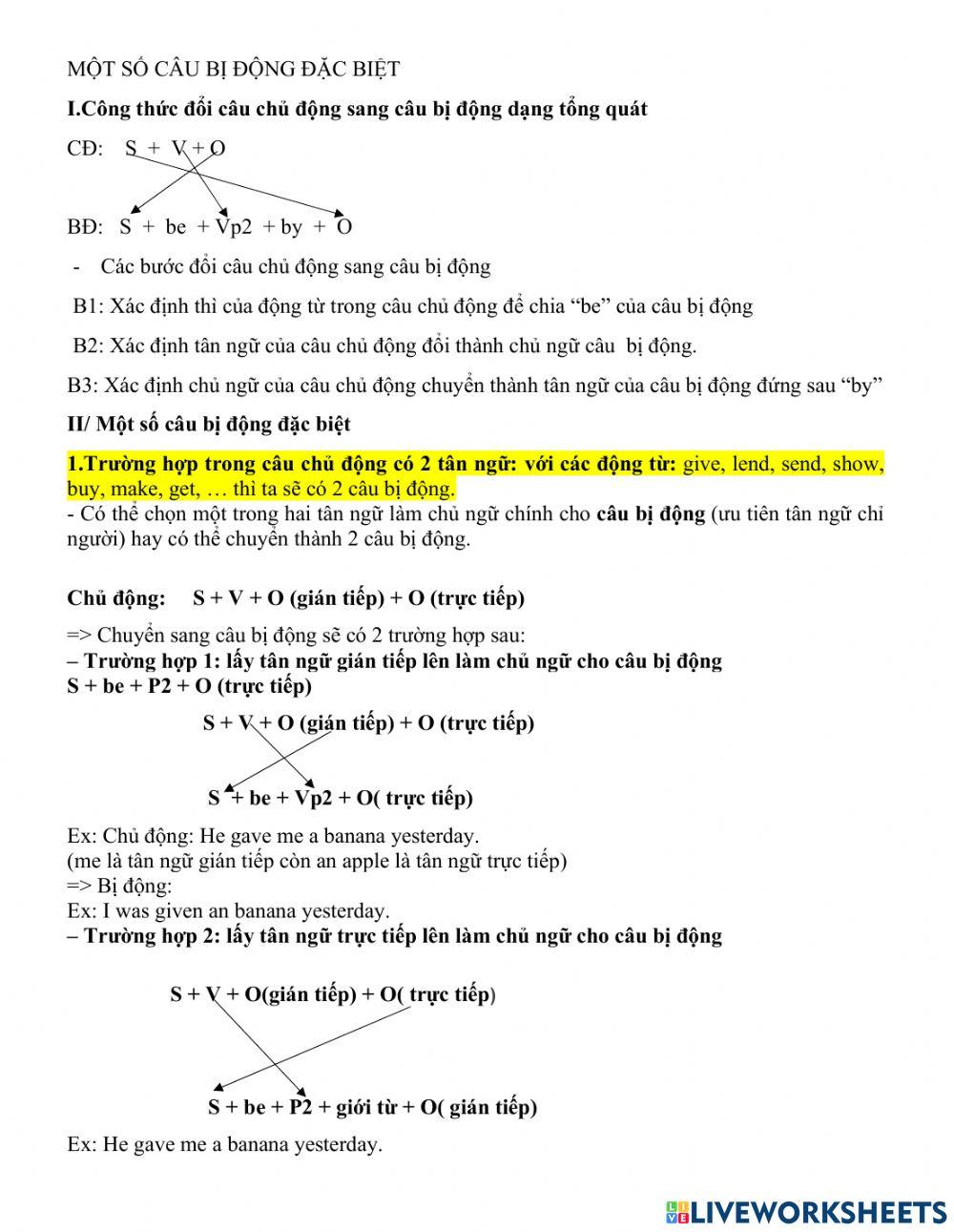 Ôn tập câu bị đ… | Free Interactive Worksheets | 1732951